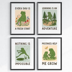 Retro Frog Classroom Poster Set, Inspirational Wall Art for Homeschool ...
