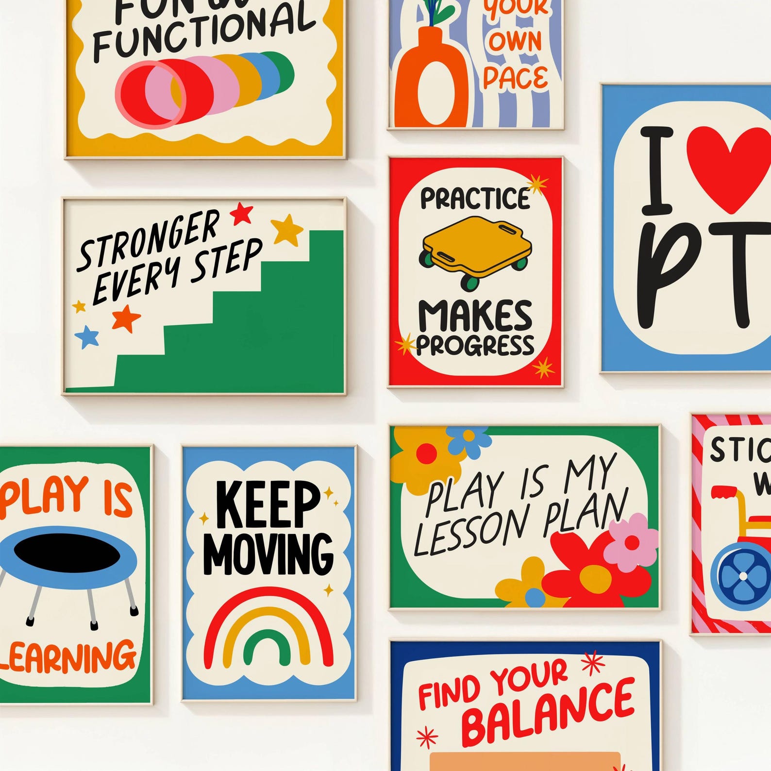 Physical Therapy Wall Art Set | PT Motivational Posters | Physical ...