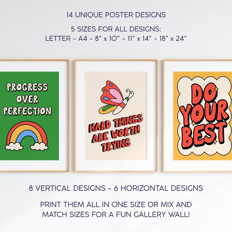 Teacher Classroom Poster Set | Growth Mindset Classroom Decor | Retro ...