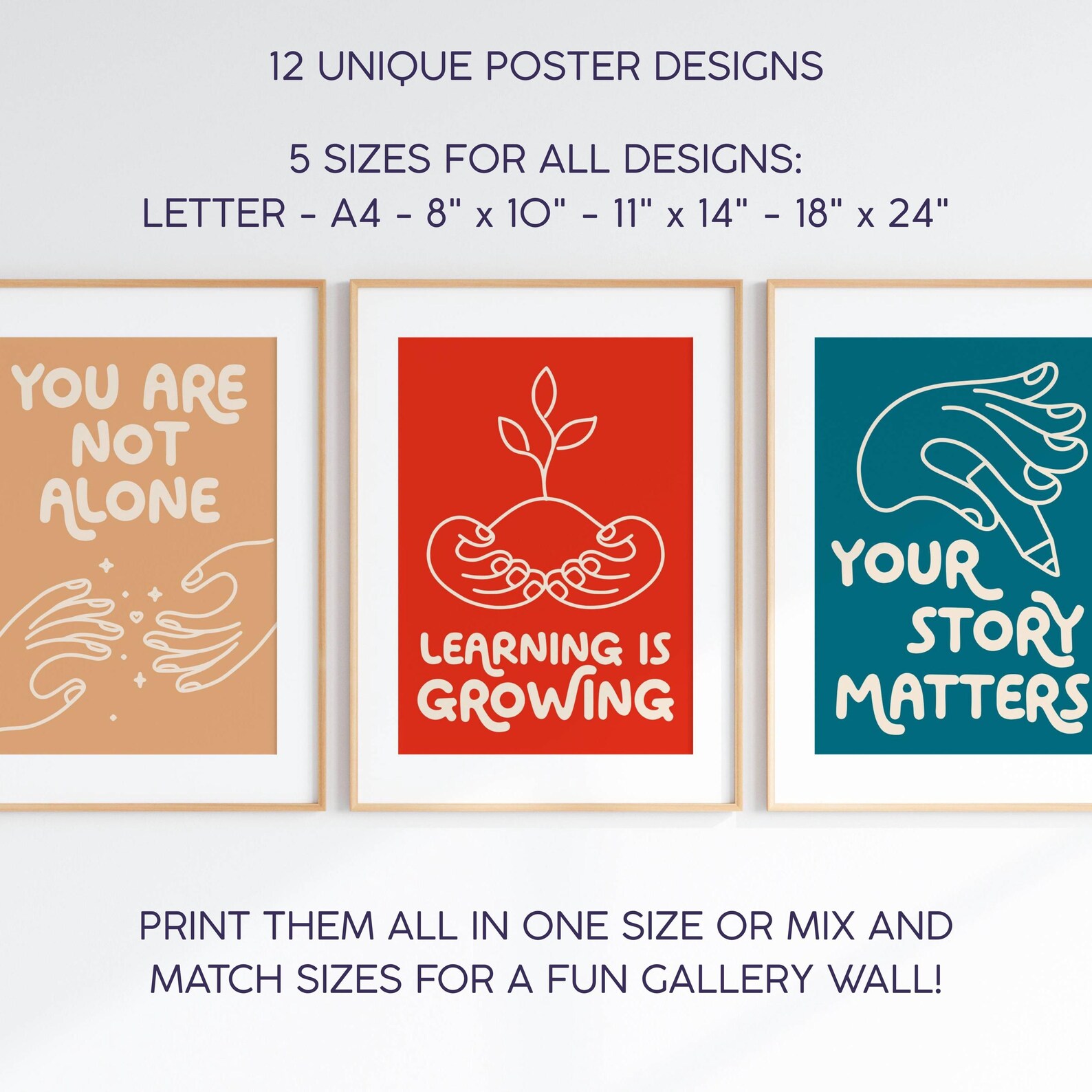 Inspirational Classroom Poster Set, School Psychologist Wall Decor ...