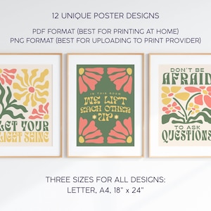 Retro Abstract Flower Classroom Posters, Inspirational Homeschool Wall ...