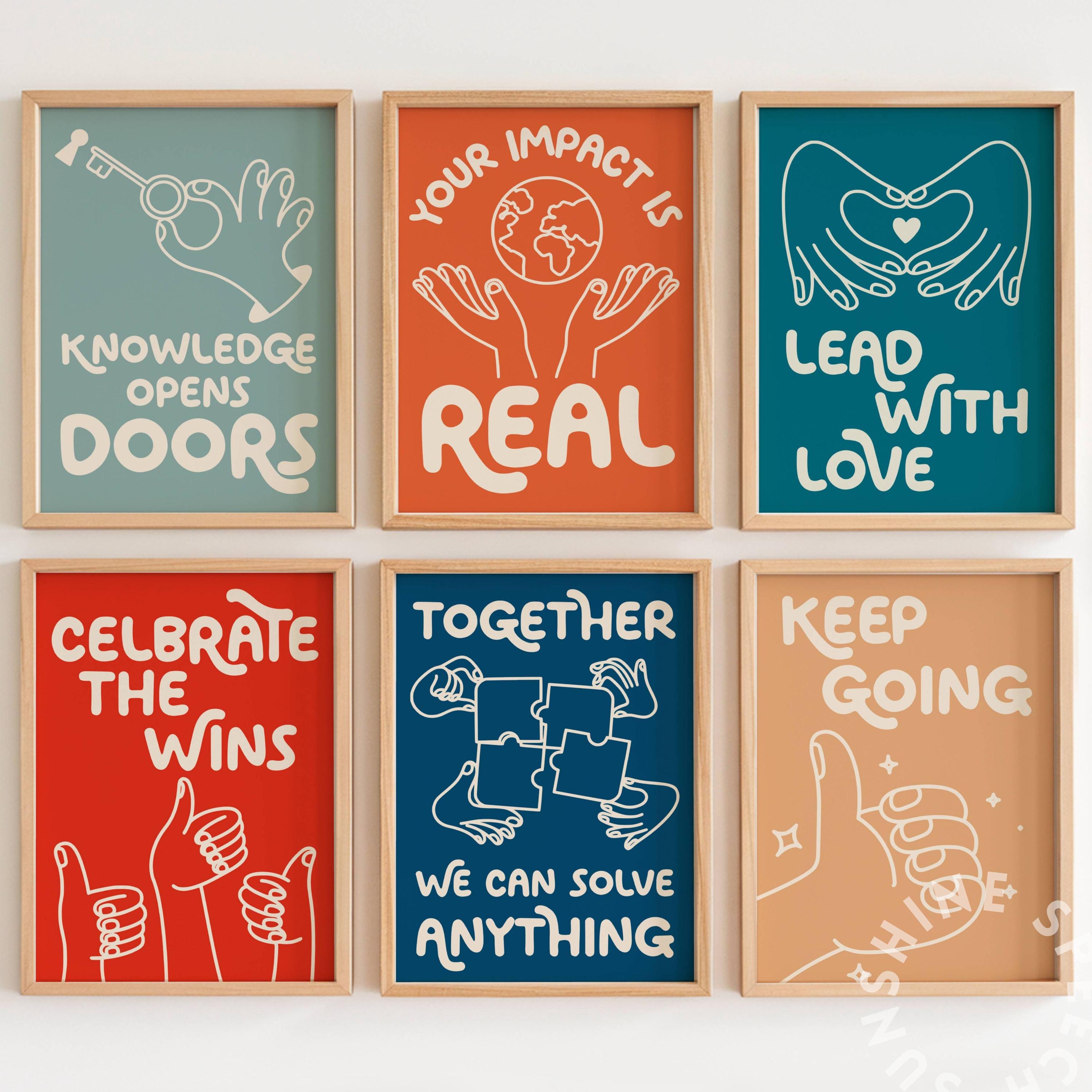 Inspirational Classroom Poster Set, School Psychologist Wall Decor ...