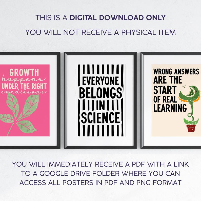 Science Classroom Posters, Set of 25 Inspirational Printable Posters ...