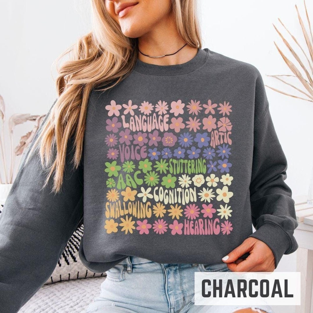 SLP Scope of Practice Flower Sweatshirt, Speech Therapy Groovy Flower ...