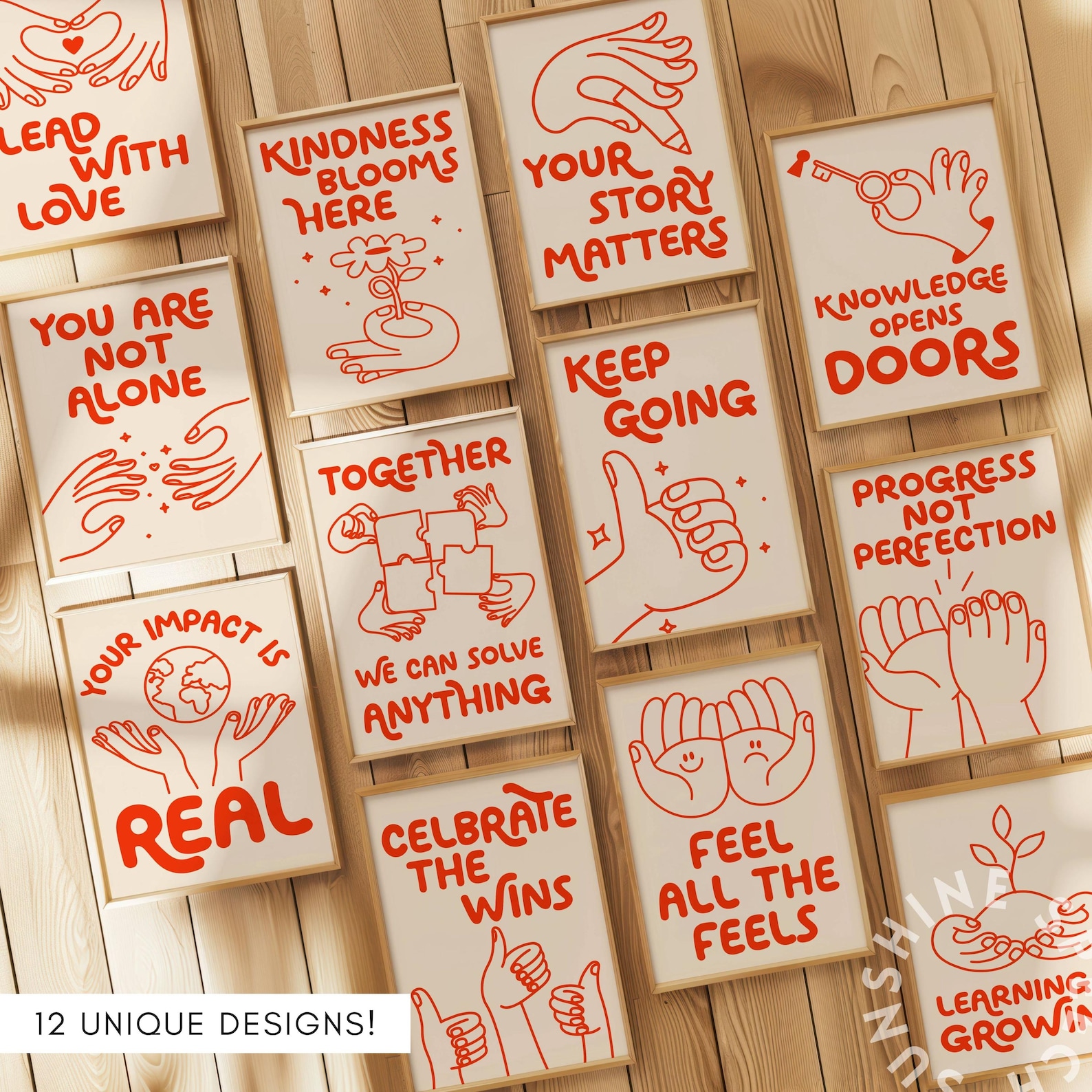 Printable Classroom Poster Set, Retro Hands Wall Art, Back to School ...