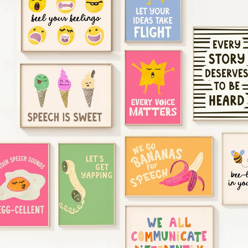 Printable Speech Therapy Poster Set, 30 Unique Designs, Colorful Fun ...