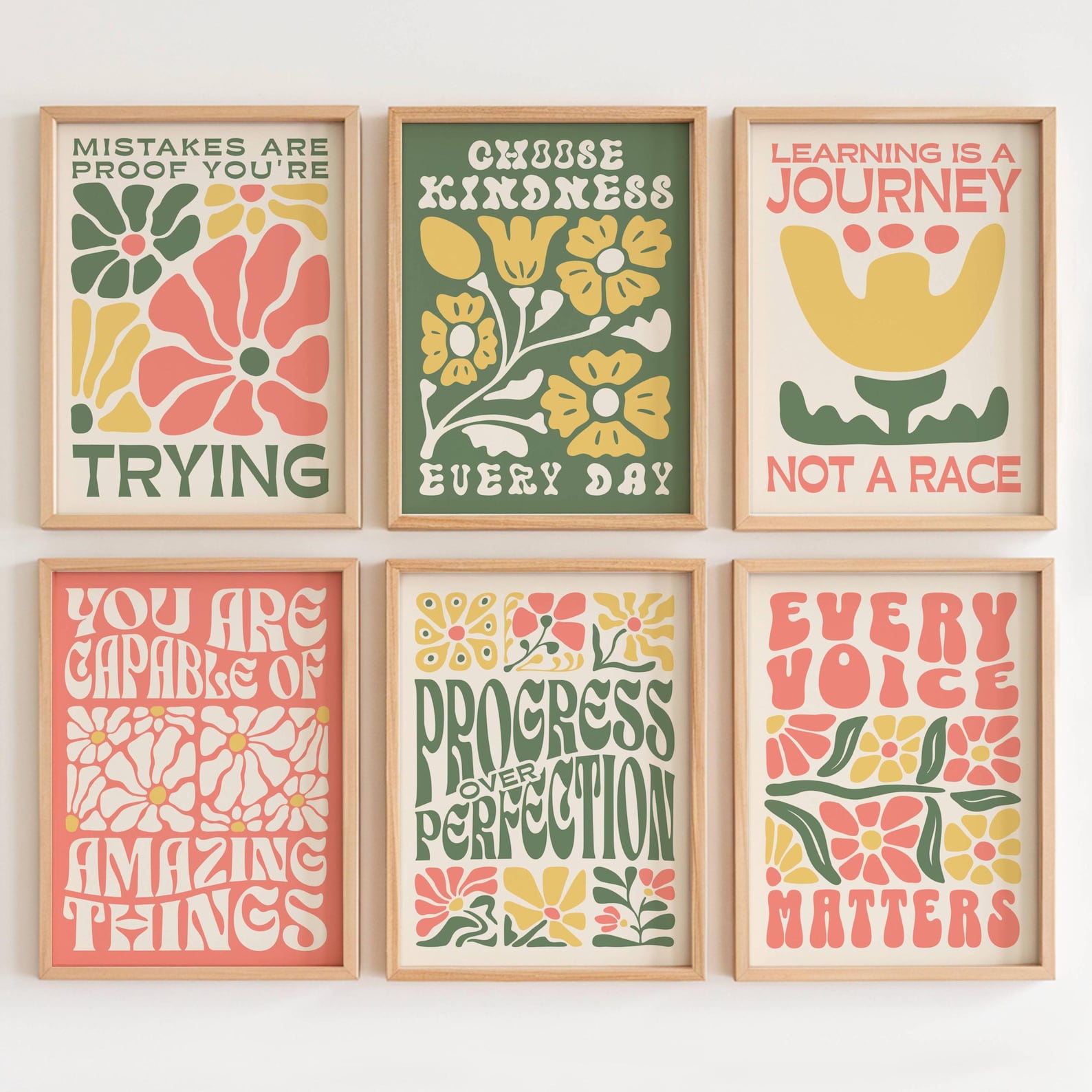 Retro Abstract Flower Classroom Posters, Inspirational Homeschool Wall ...