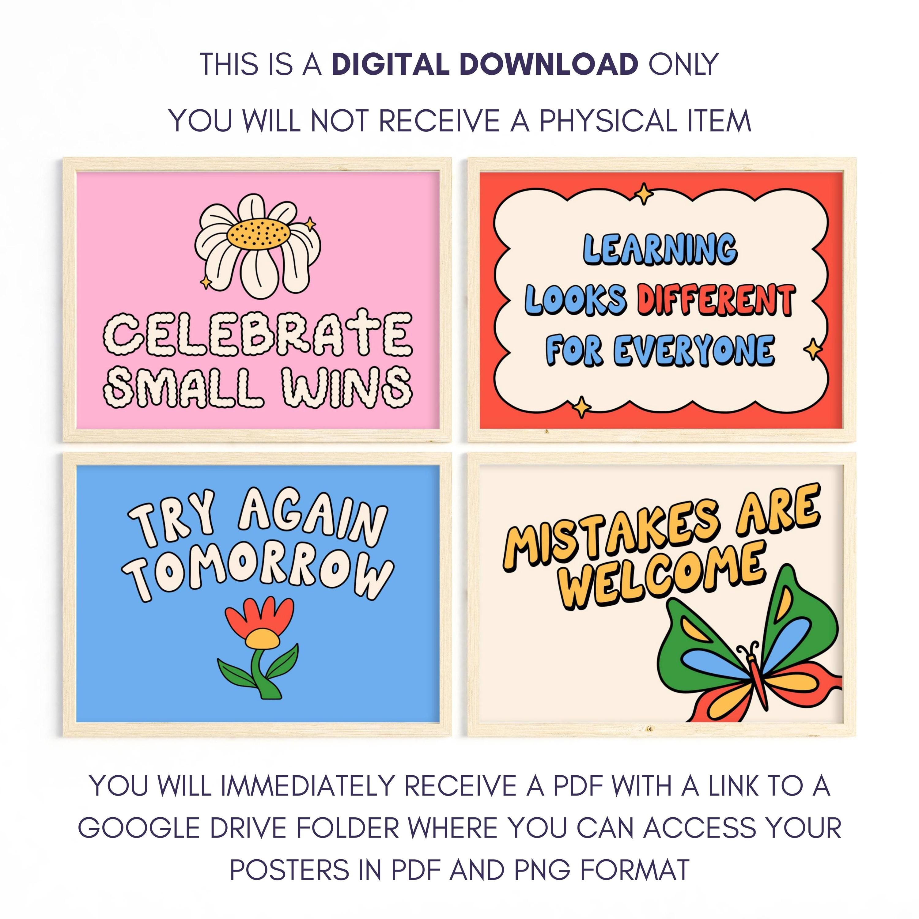 Teacher Classroom Poster Set | Growth Mindset Classroom Decor | Retro ...