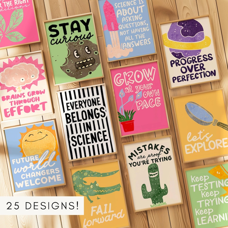Science Classroom Posters, Set of 25 Inspirational Printable Posters ...