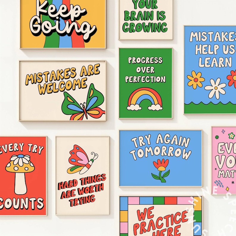 Teacher Classroom Poster Set | Growth Mindset Classroom Decor | Retro ...