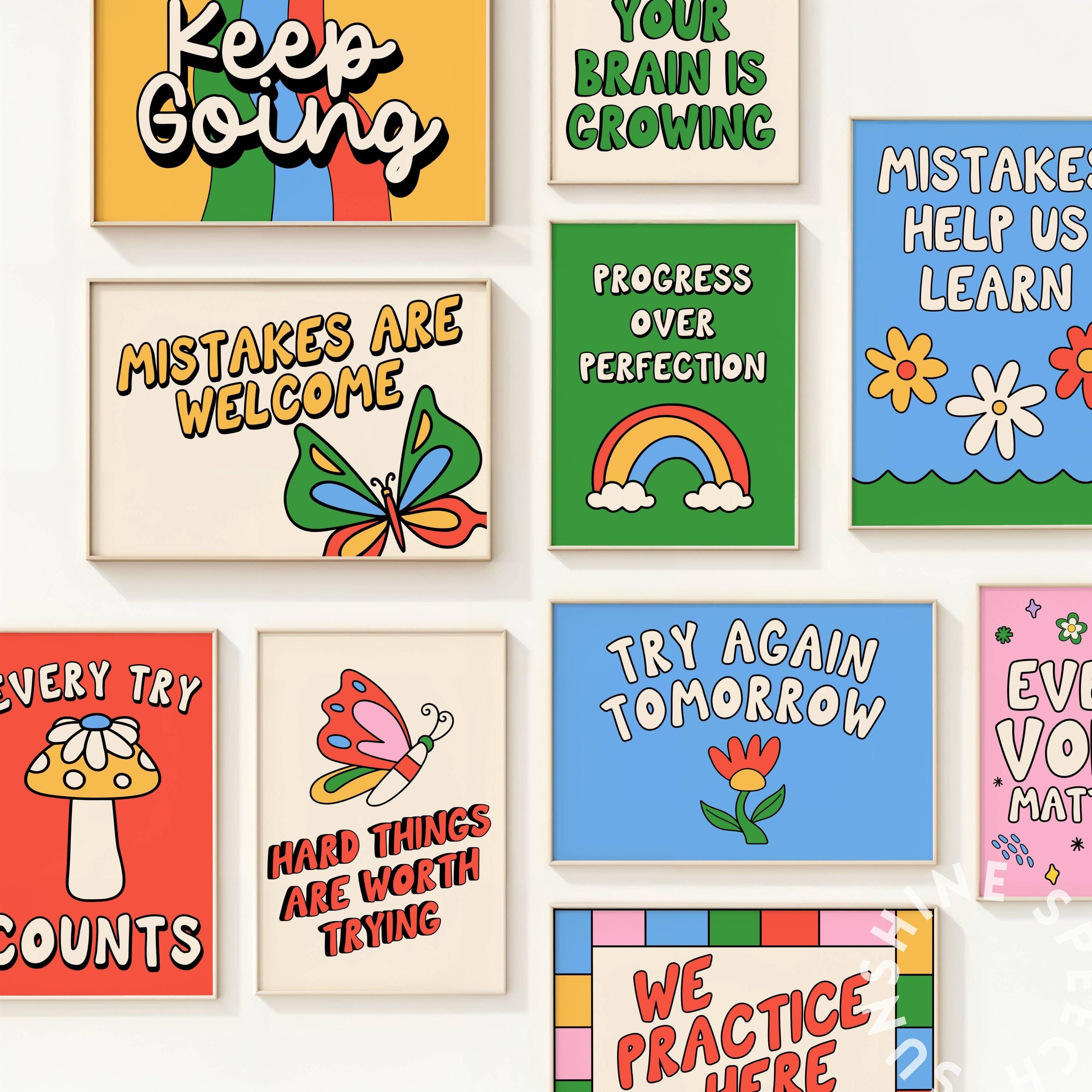 Teacher Classroom Poster Set | Growth Mindset Classroom Decor | Retro ...