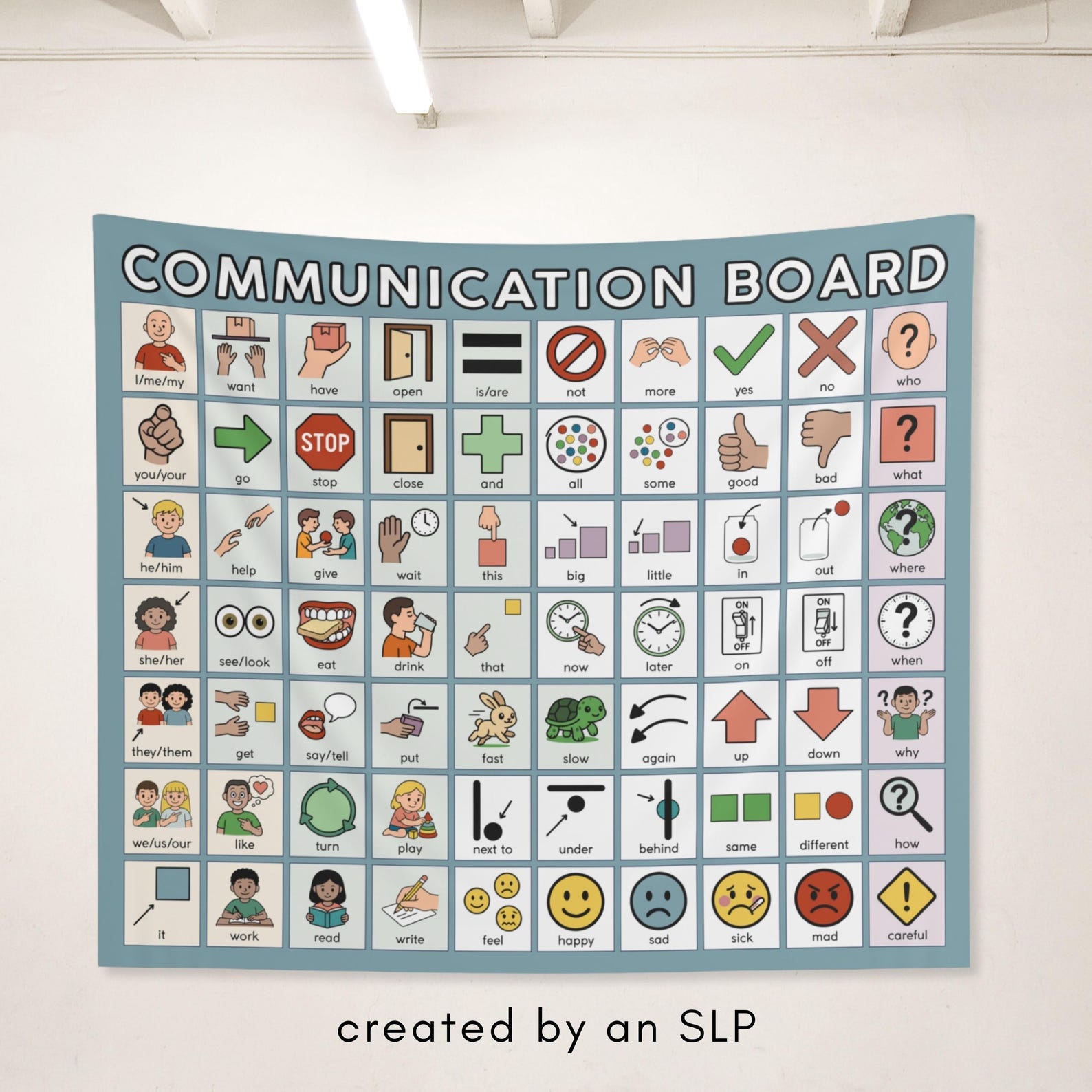 AAC Core Board Tapestry, Speech Therapy Clinic Wall Decor, Autism ...