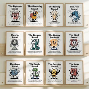 Retro Speech Therapy Poster Set, Sound Cue Posters for Clinic, SLP Wall ...