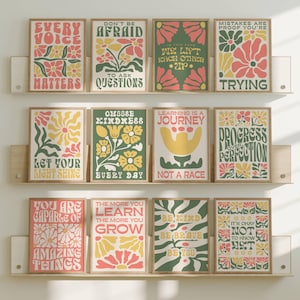 Retro Abstract Flower Classroom Posters, Inspirational Homeschool Wall ...