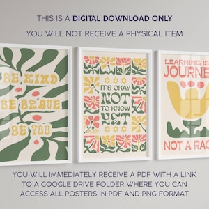 Retro Abstract Flower Classroom Posters, Inspirational Homeschool Wall ...