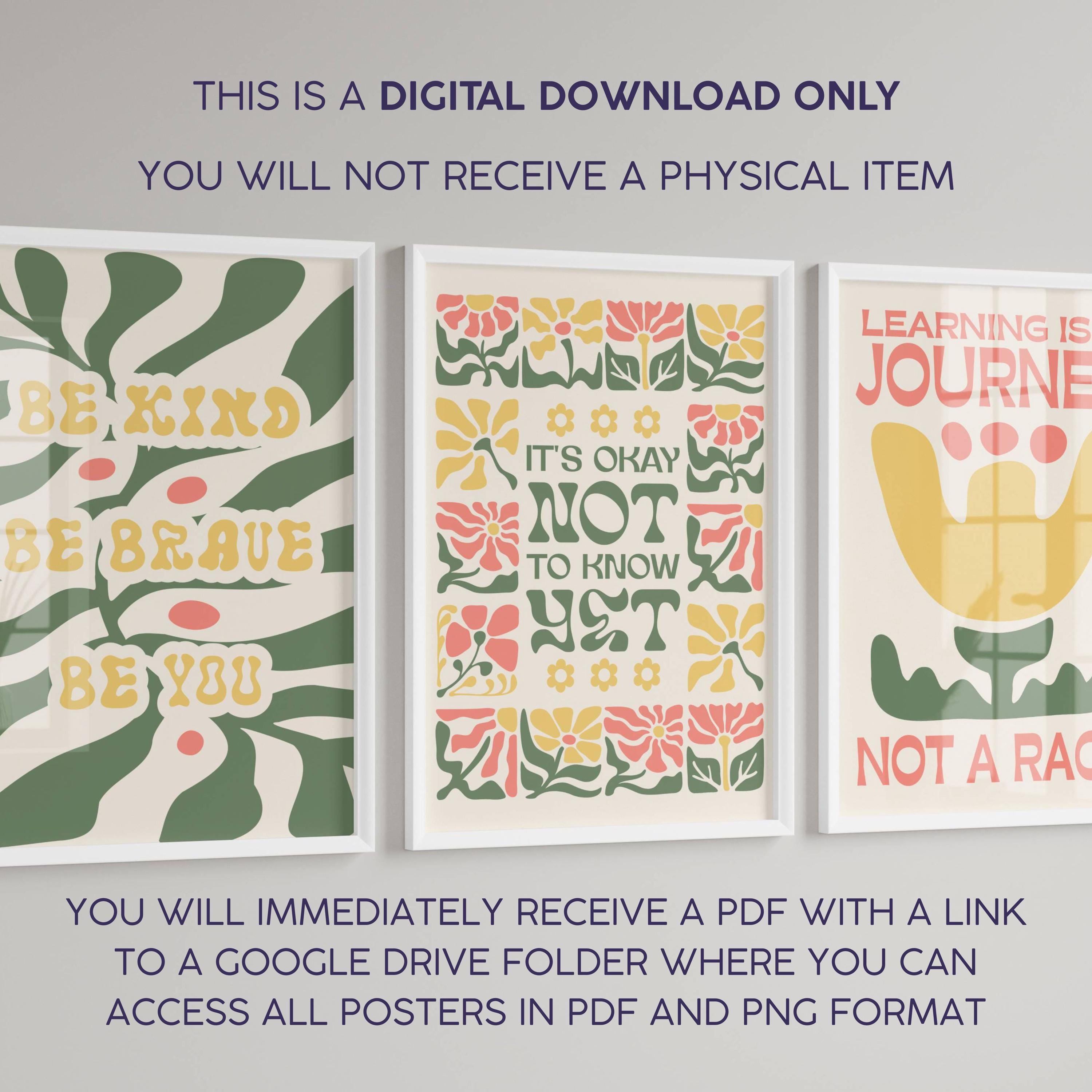 Retro Abstract Flower Classroom Posters, Inspirational Homeschool Wall ...
