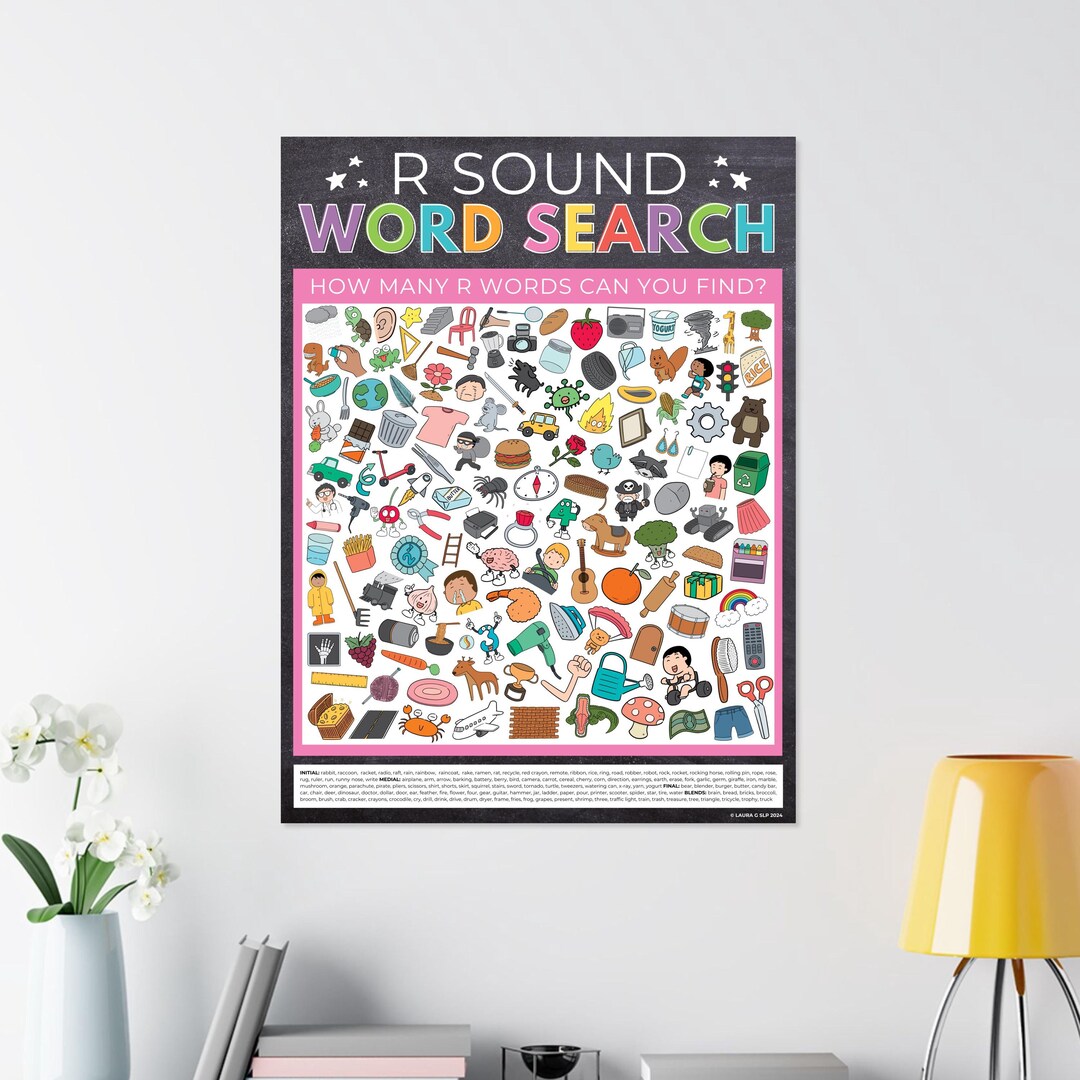 R Sound Word Search Poster, Speech Therapy Poster, Articulation Poster ...
