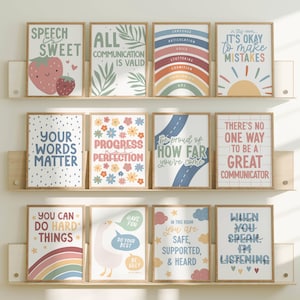 Boho Speech Therapy Poster Set, 12 Inspirational SLP Wall Art Prints ...