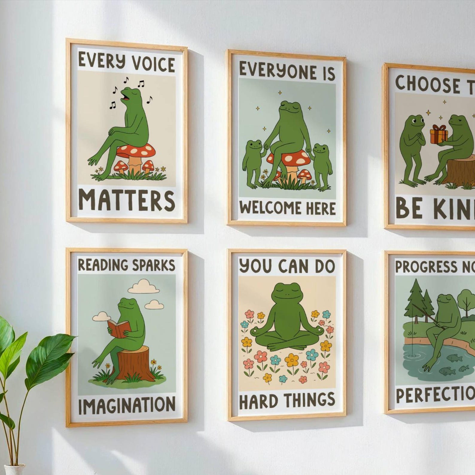 Retro Frog Classroom Poster Set, Inspirational Wall Art for Homeschool ...