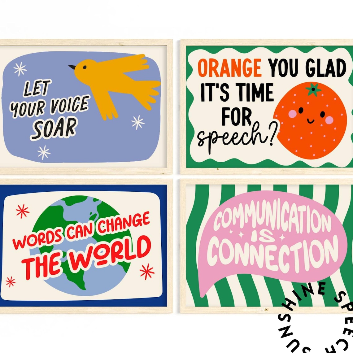 Printable Speech Therapy Posters, Bright Colorful SLP Poster Set ...