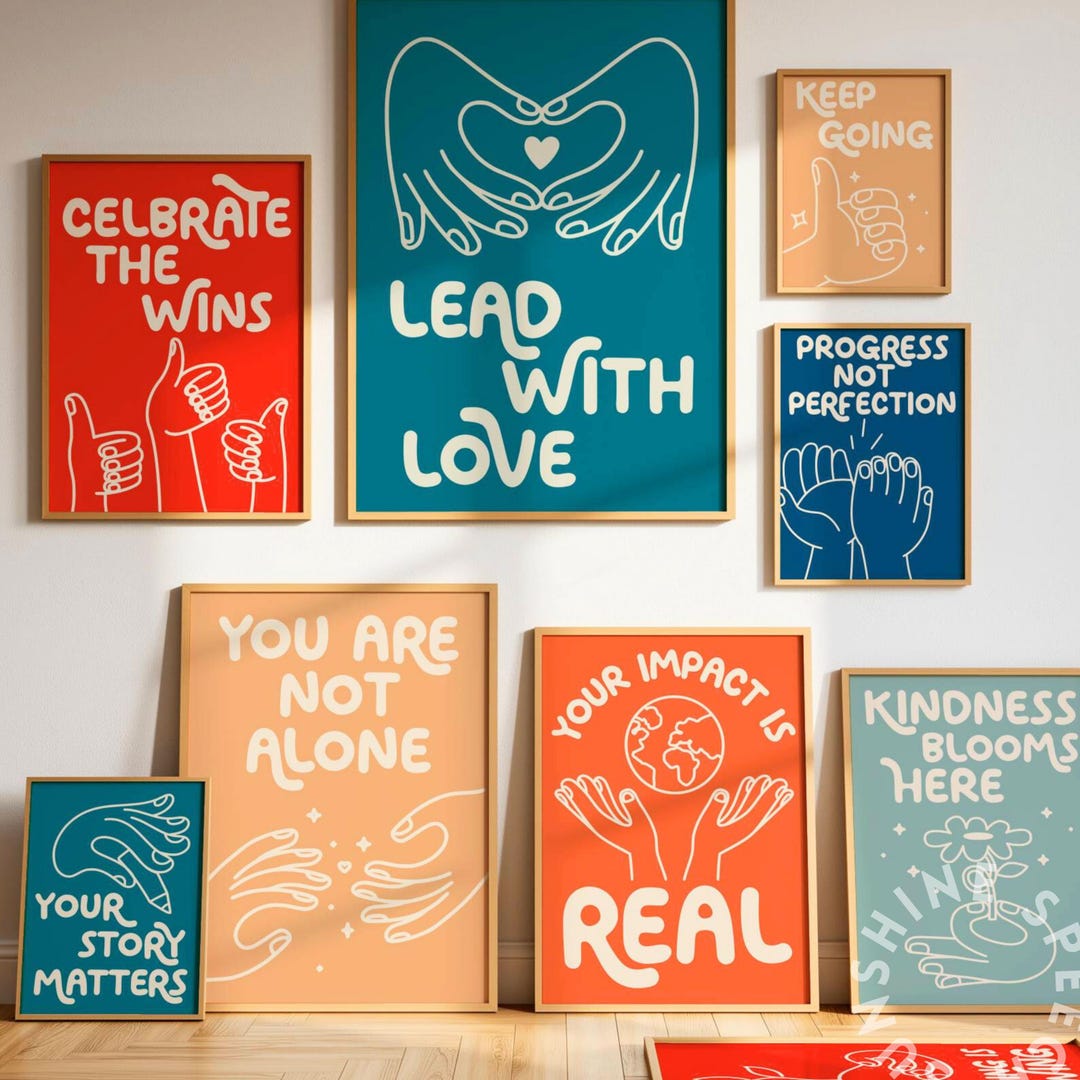 Inspirational Classroom Poster Set, School Psychologist Wall Decor ...