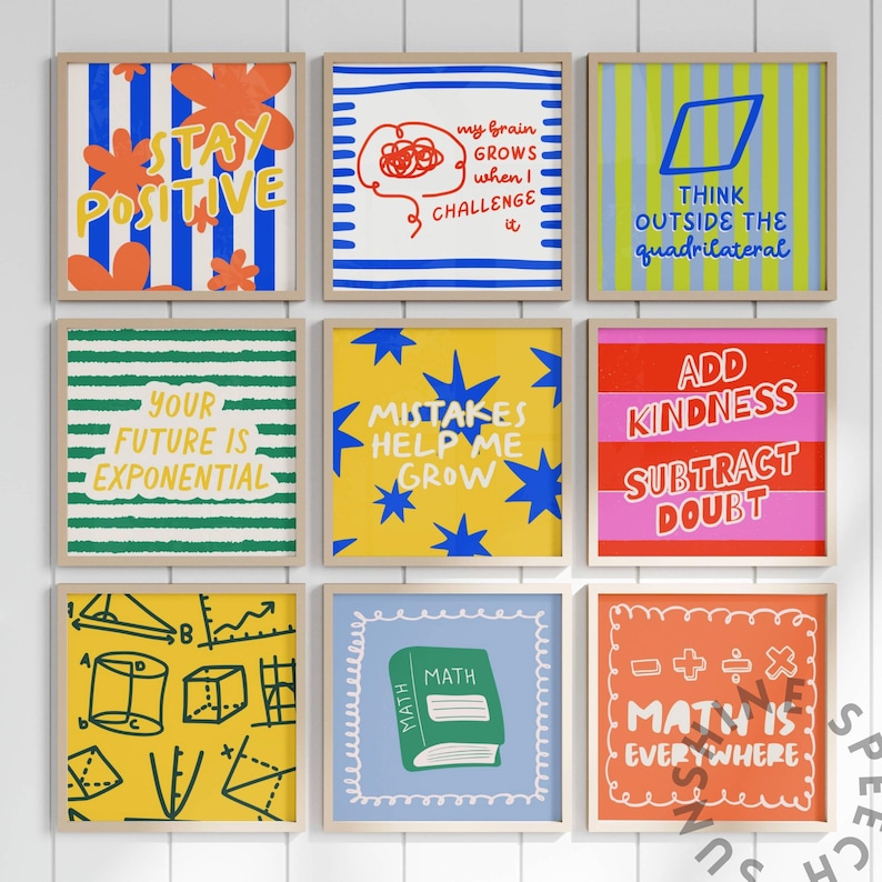 Math Classroom Poster Set, Inspirational Printable Posters for Teachers ...
