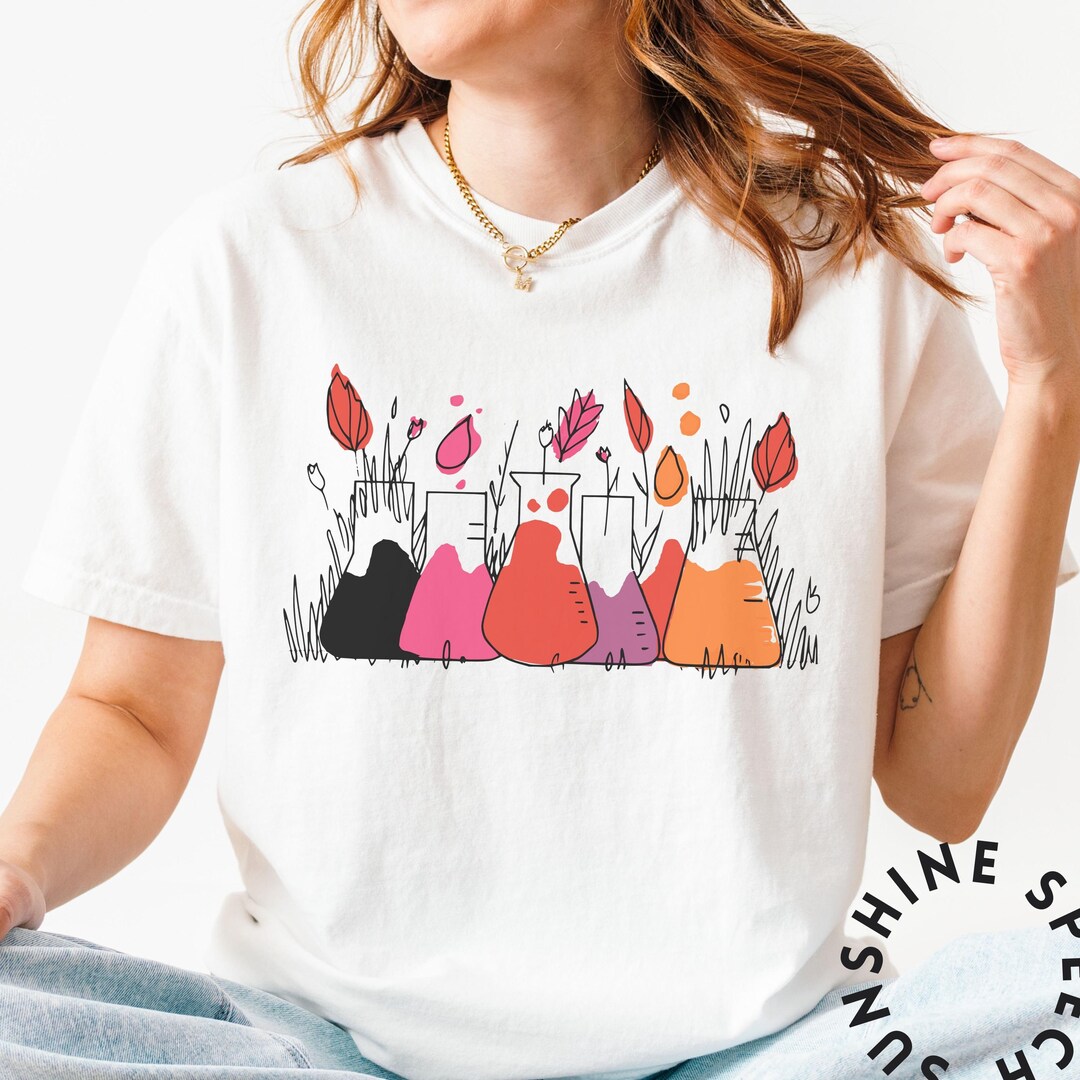 Science Teacher Shirt, Floral Laboratory T-shirt, Chemist Lab Tee ...