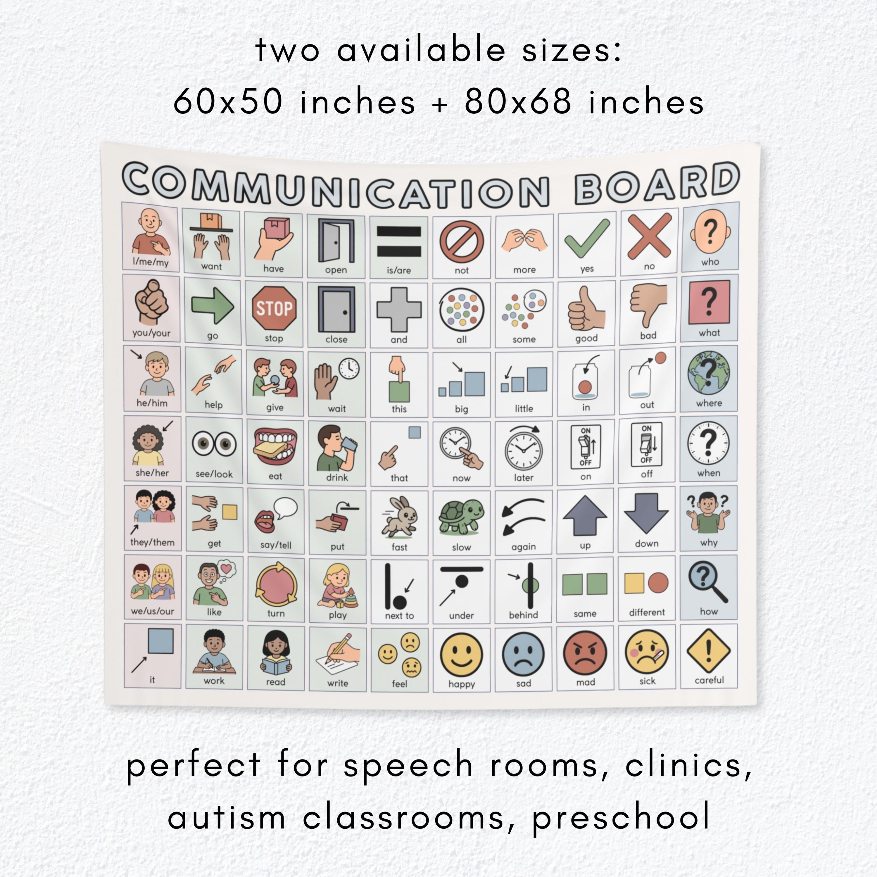 AAC Core Board Tapestry, Calming Muted Color Communication Poster ...