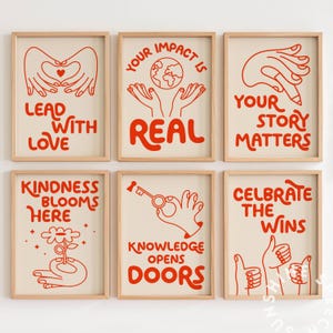 Printable Classroom Poster Set, Retro Hands Wall Art, Back to School ...