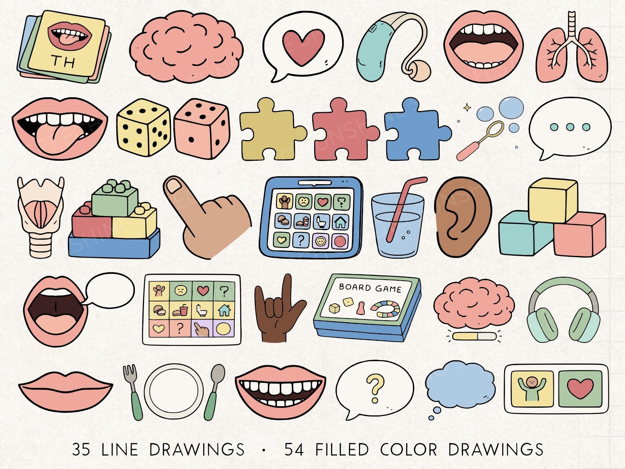Speech Therapy Clipart Bundle for SLP Resources | AAC Articulation ...
