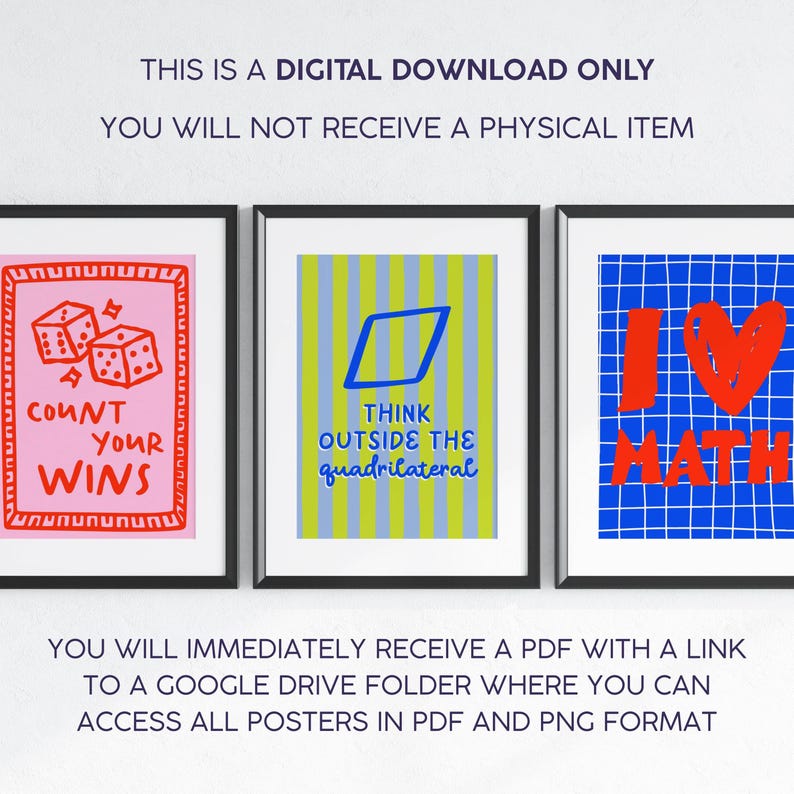 Math Classroom Poster Set, Inspirational Printable Posters for Teachers ...