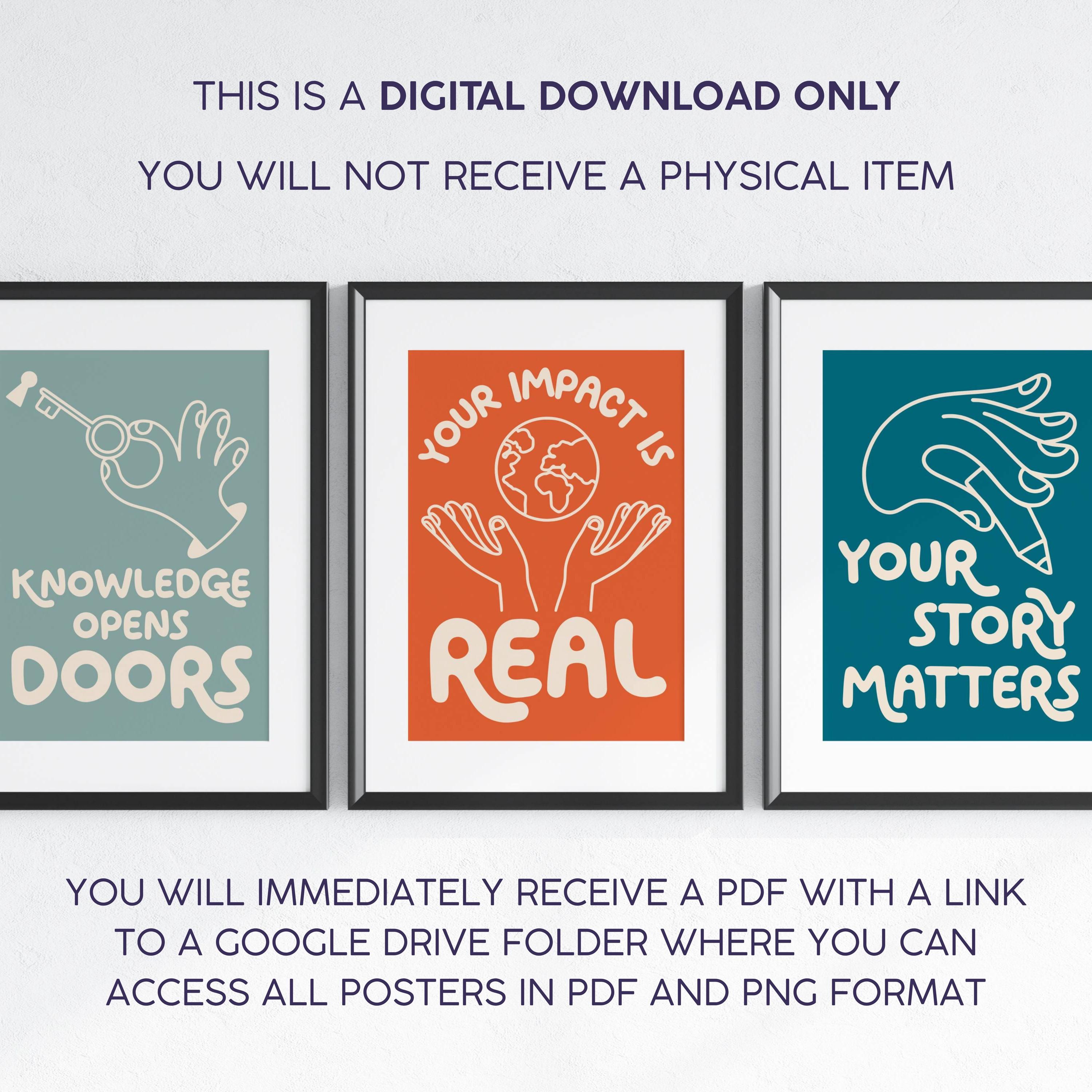 Inspirational Classroom Poster Set, School Psychologist Wall Decor ...