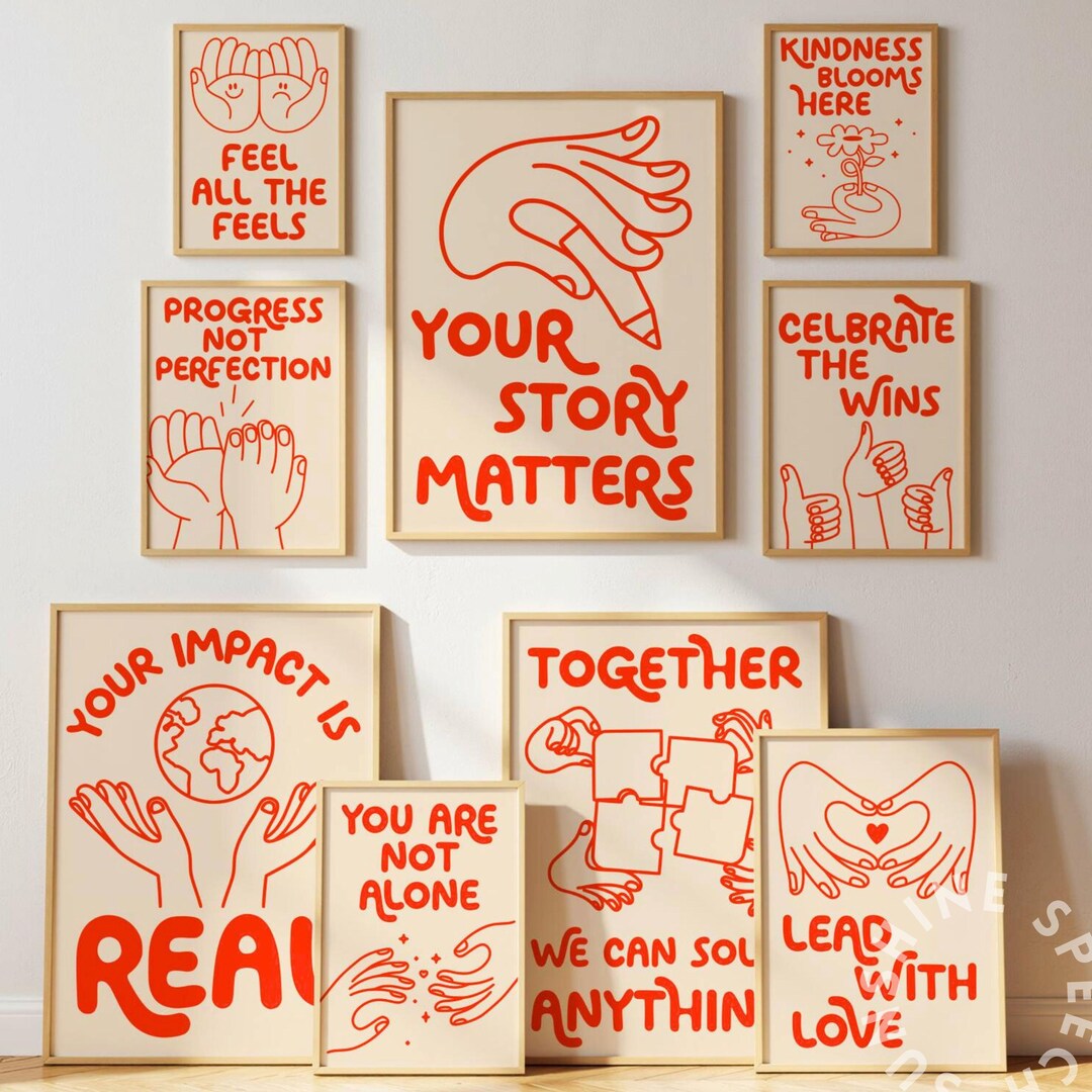 Printable Classroom Poster Set, Retro Hands Wall Art, Back to School ...