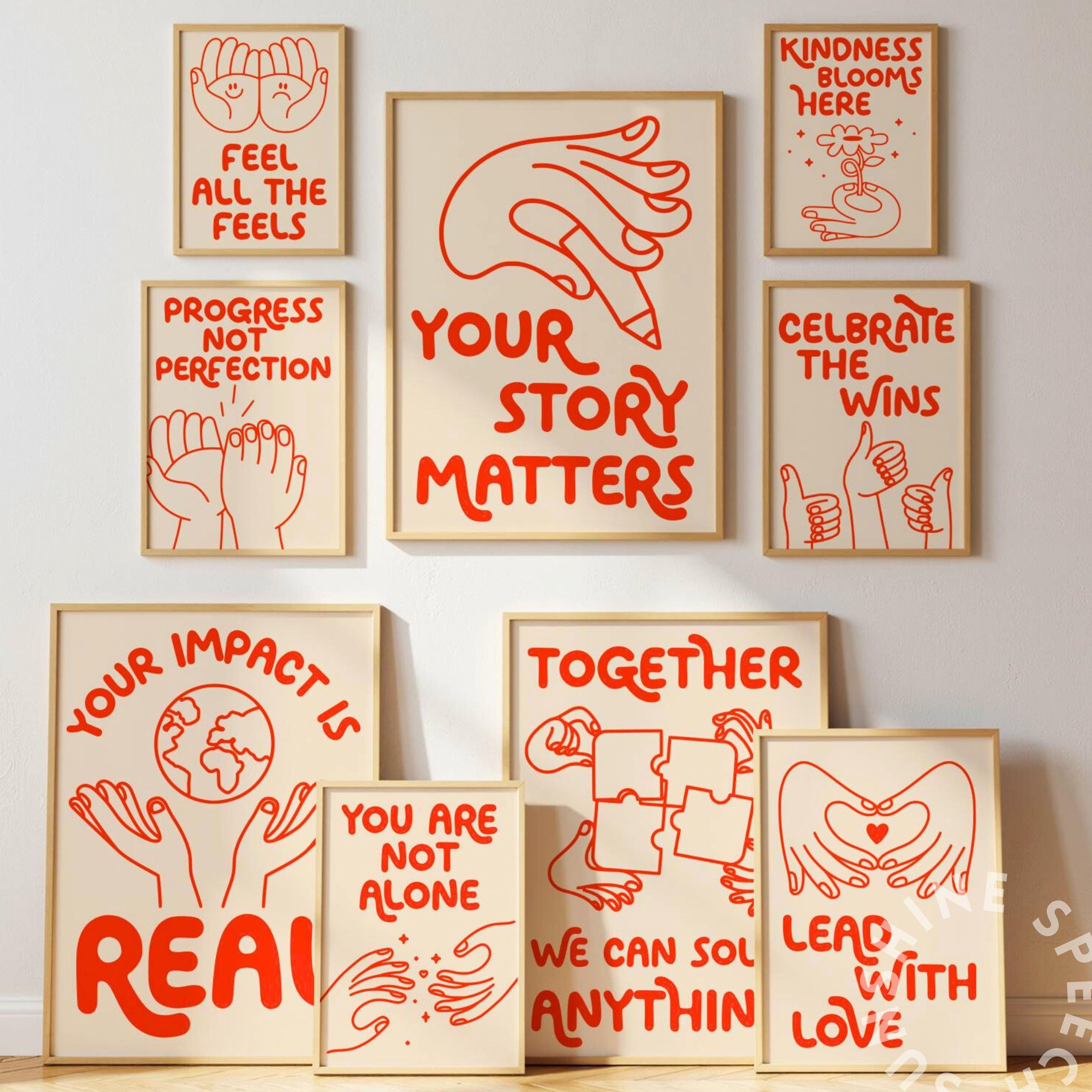 Printable Classroom Poster Set, Retro Hands Wall Art, Back to School ...