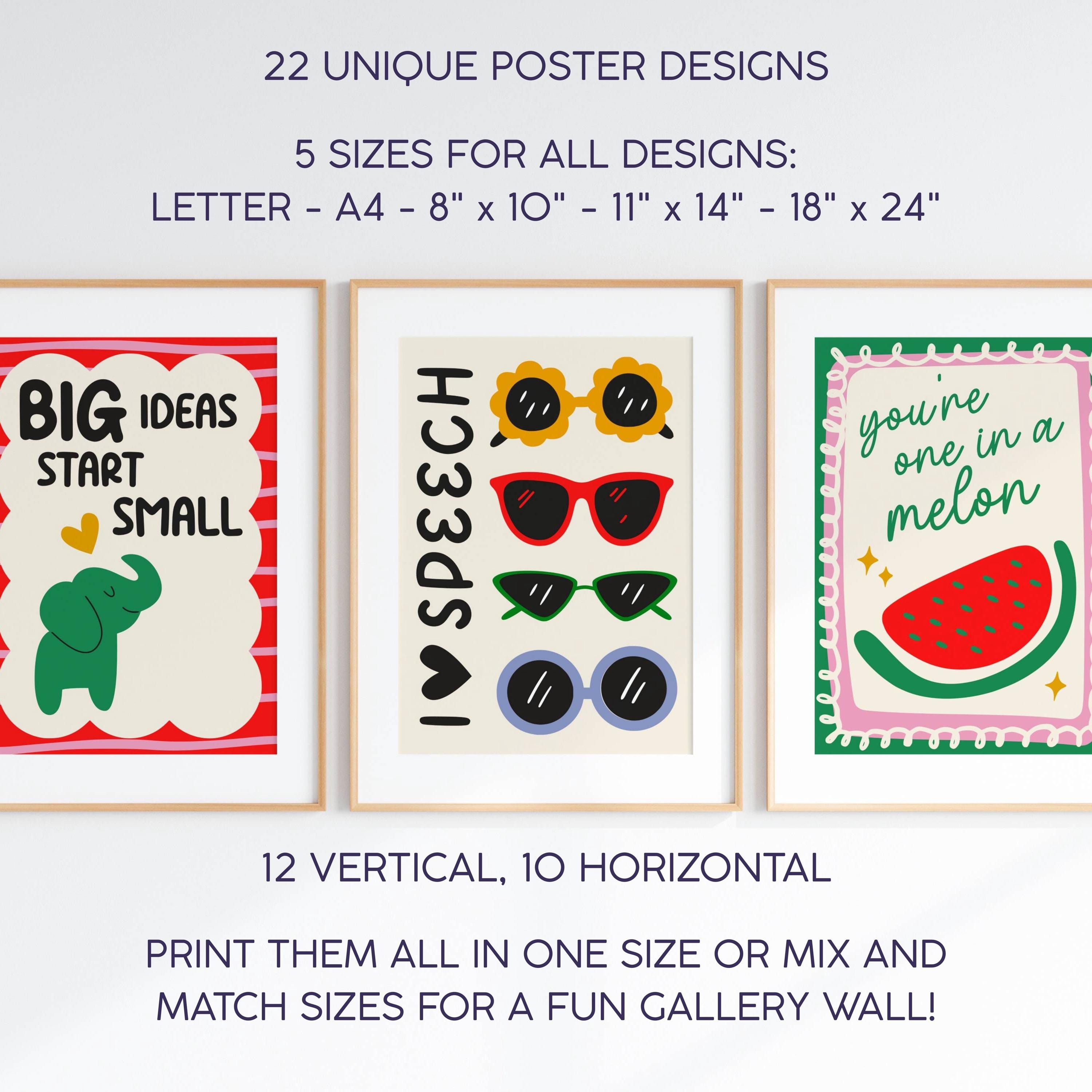 Printable Speech Therapy Posters, Bright Colorful SLP Poster Set ...