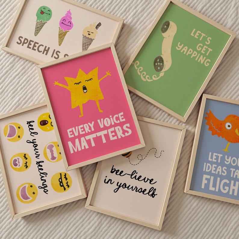 Printable Speech Therapy Poster Set, 30 Unique Designs, Colorful Fun ...