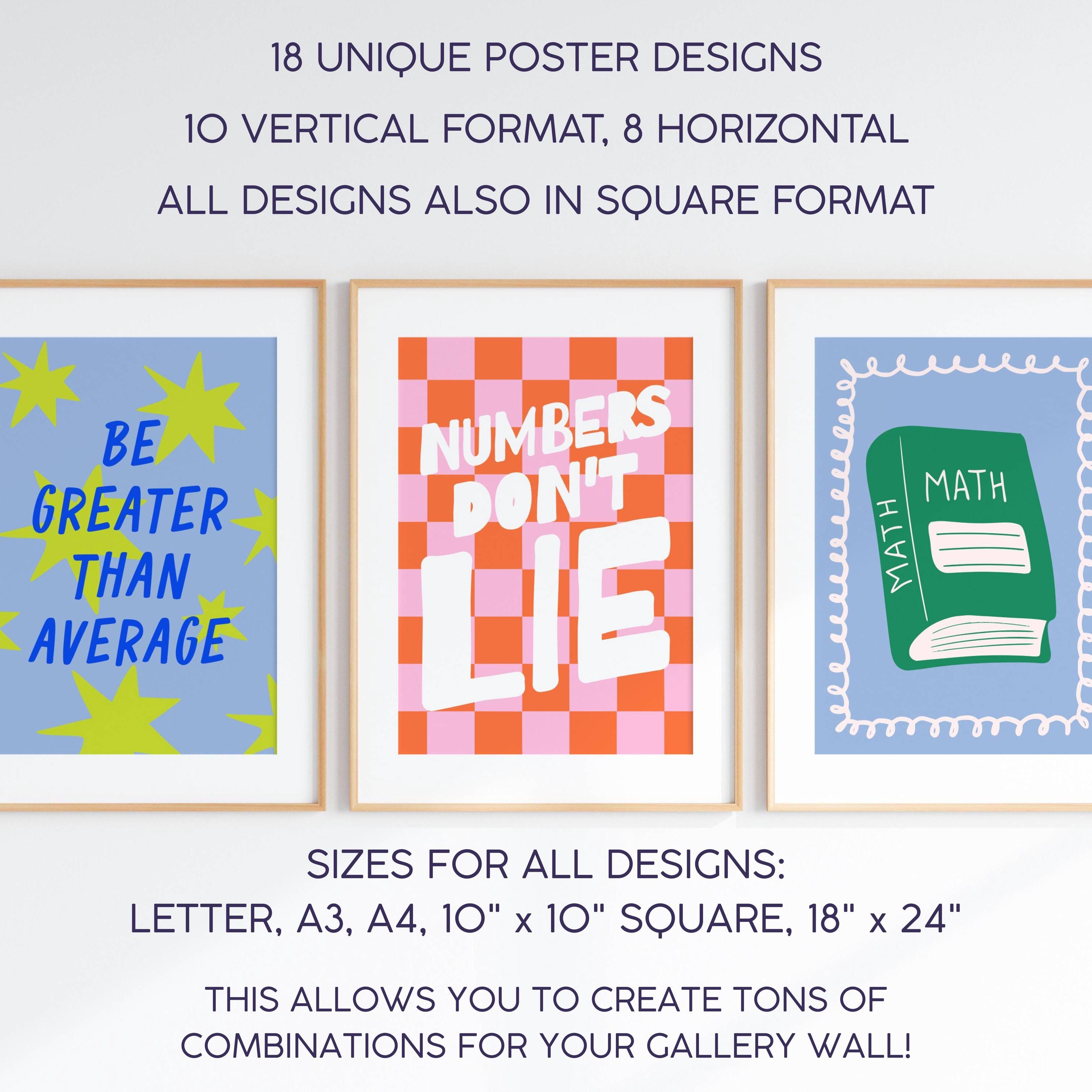 Math Classroom Poster Set, Inspirational Printable Posters for Teachers ...