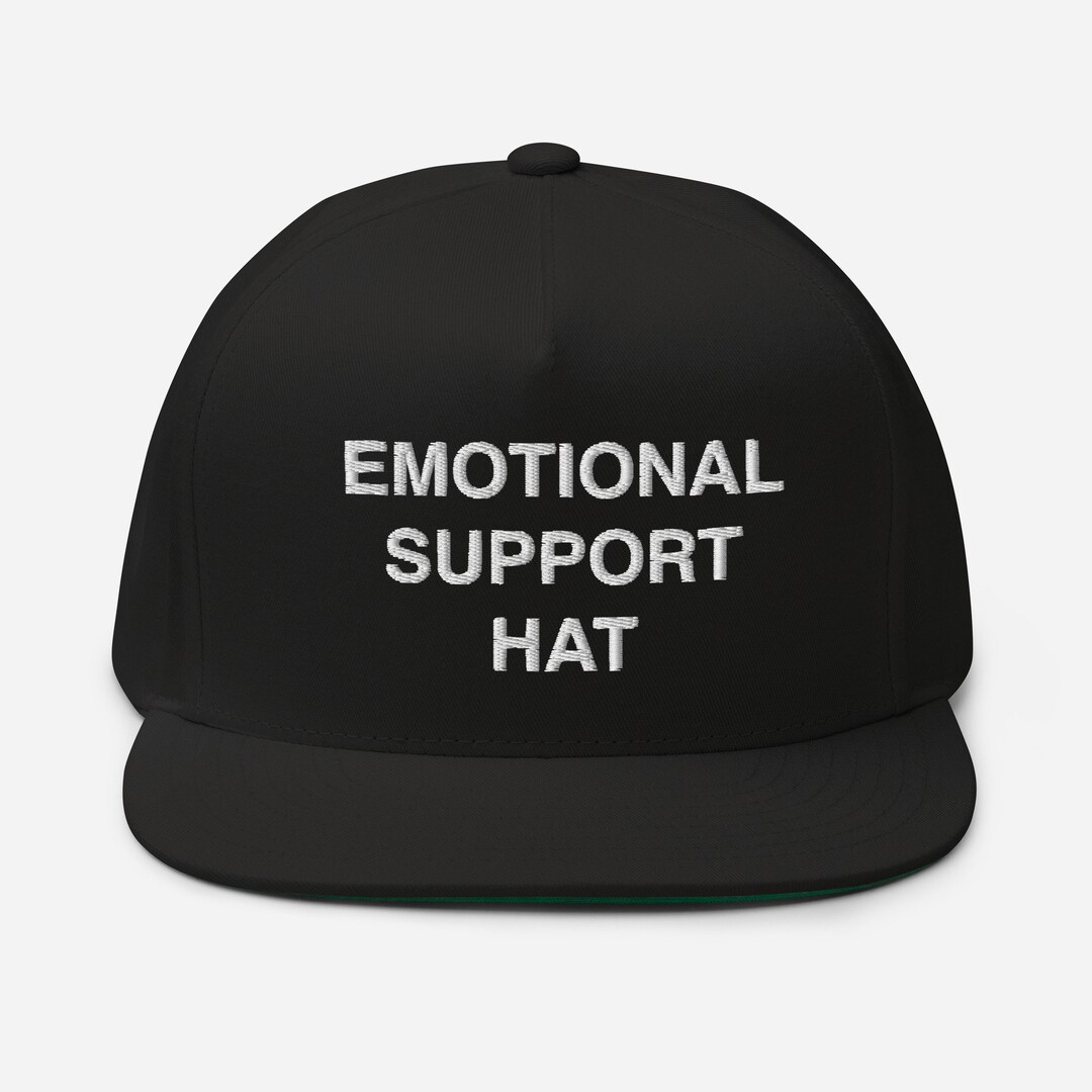 Embroidered Emotional Support Hat Minimalist Aesthetic Flat Bill Cap ...