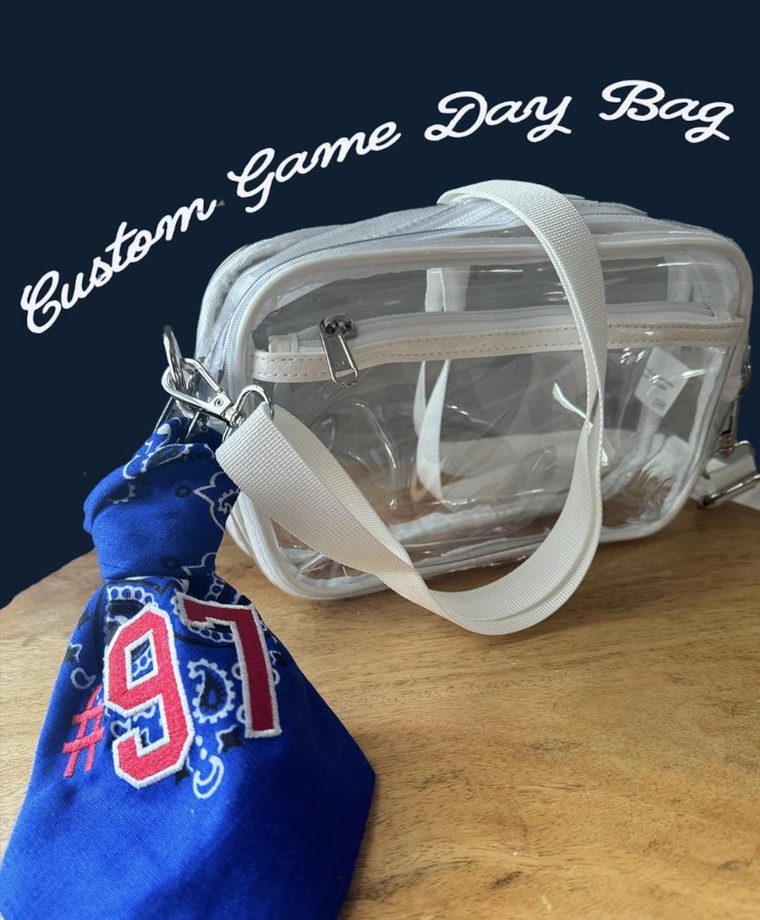 Game Day Bag Custom Clear Bag Stadium Clear Cross Body College Tailgate ...