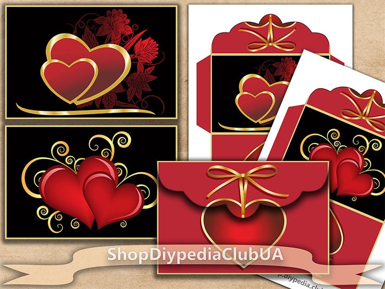 2 Love DIGITAL Printable Envelope Templates With Harts Love Envelopes ...