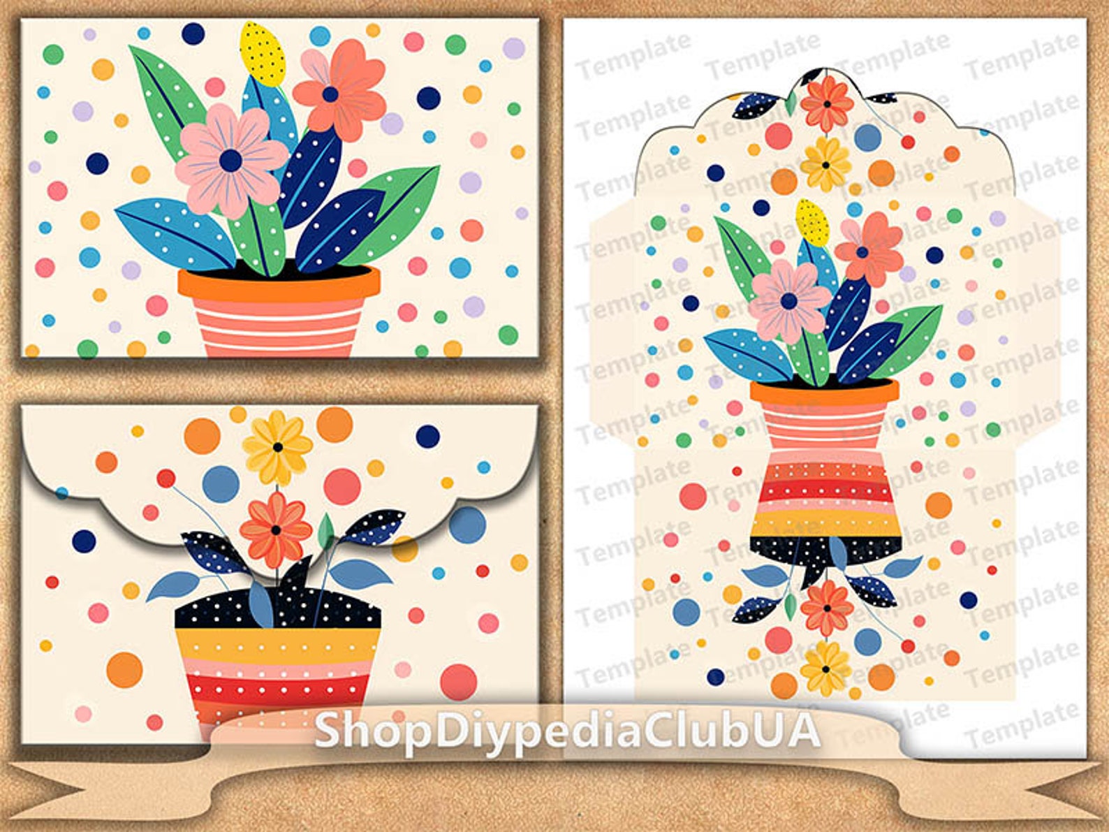 2 Flower DIGITAL Printable Envelope Templates Designing Envelopes ...