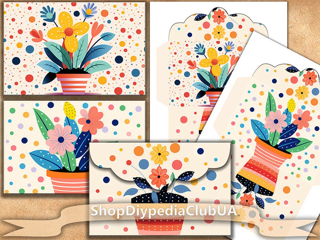 2 Flower DIGITAL Printable Envelope Templates Designing Envelopes ...