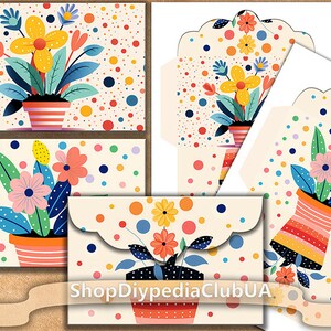 2 Flower DIGITAL Printable Envelope Templates Designing Envelopes ...