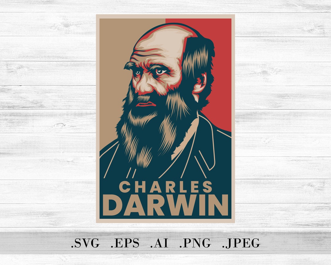 Charles Darwin Svg, Charles Darwin Retro Poster Svg, Charles Darwin ...