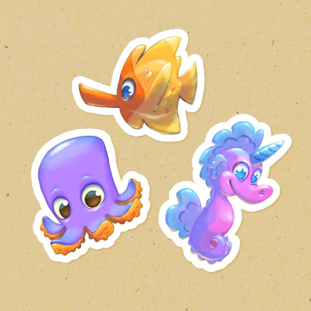 6-pack Fish Pals Elmo, Blinky, and Cornelius Finagain Stickers - Etsy