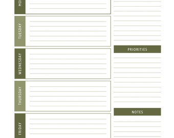 8.5in X 11in - Digital Weekly Planner - Etsy
