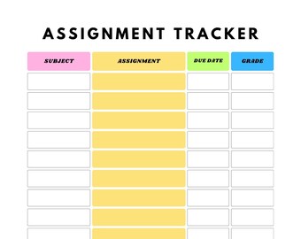 Assignment Tracker Printable Assignment Planner Student Assignment ...