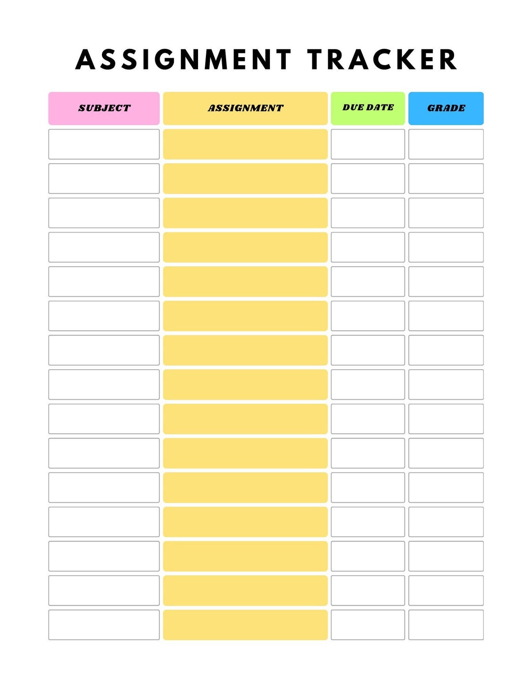 Student Assignment Tracker - Etsy