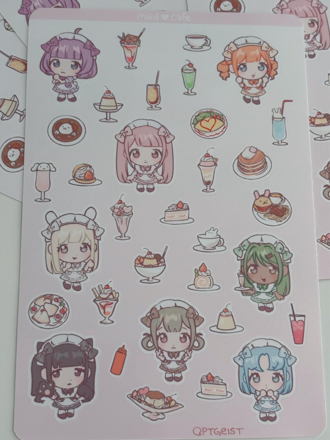 Maid Cafe Sticker Sheet | Anime Sweets, Journaling Stickers (4x6 In) - Etsy