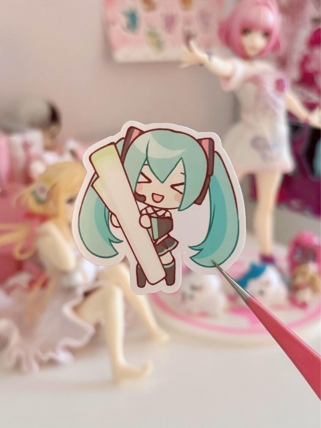 Miku With Leek Die Cut Vinyl Sticker | Miku Glossy Vinyl Sticker - Etsy